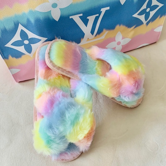 Shoes | A Cross Between Colorscriss Cross Fur Slippers | Poshmark